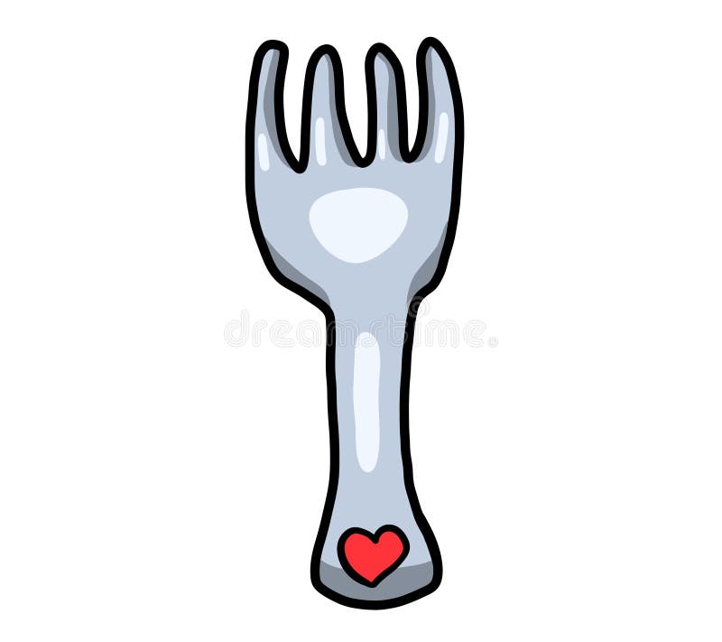 A Cartoon Silver Kitchen Fork Stock Illustration - Illustration of ...