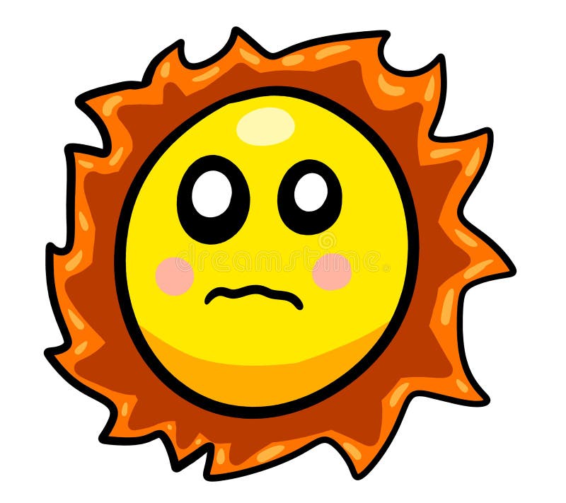 A Very Scared Cartoon Sun stock illustration. Illustration of colorful ...