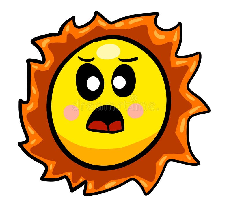 A Very Shocked Cartoon Sun stock illustration. Illustration of comic ...