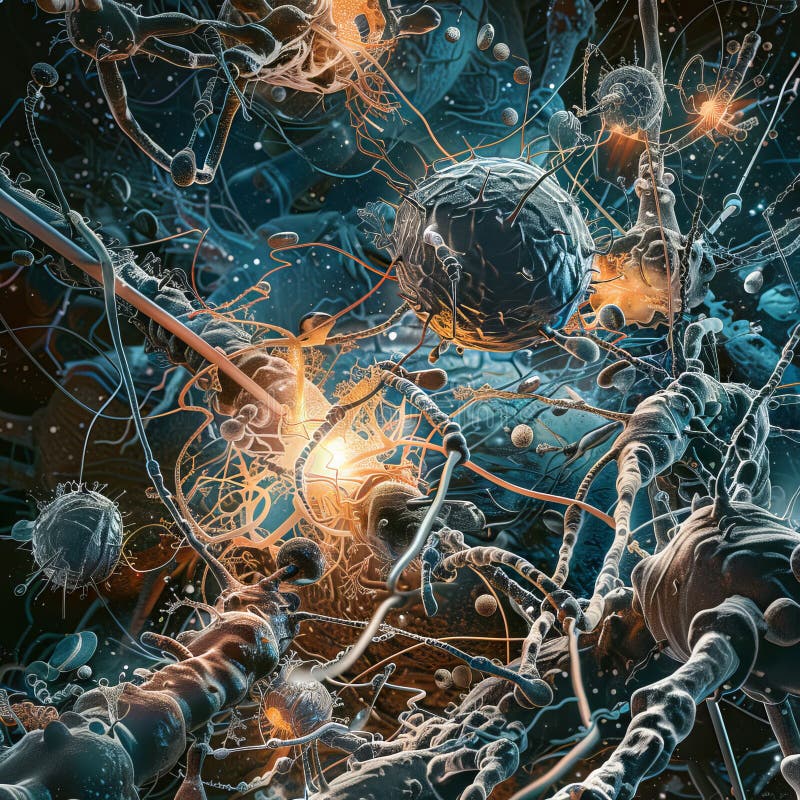 A Digital Illustration of a Cell with Many Different Cells Stock Photo ...