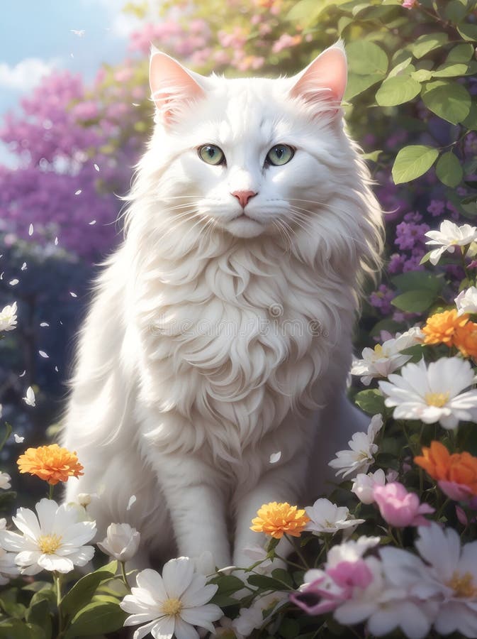 Digital Illustration of a Charming Cat with a Beautiful Fur Color ...