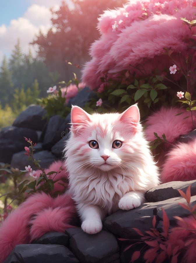 Digital Illustration of a Charming Cat with a Beautiful Fur Color ...