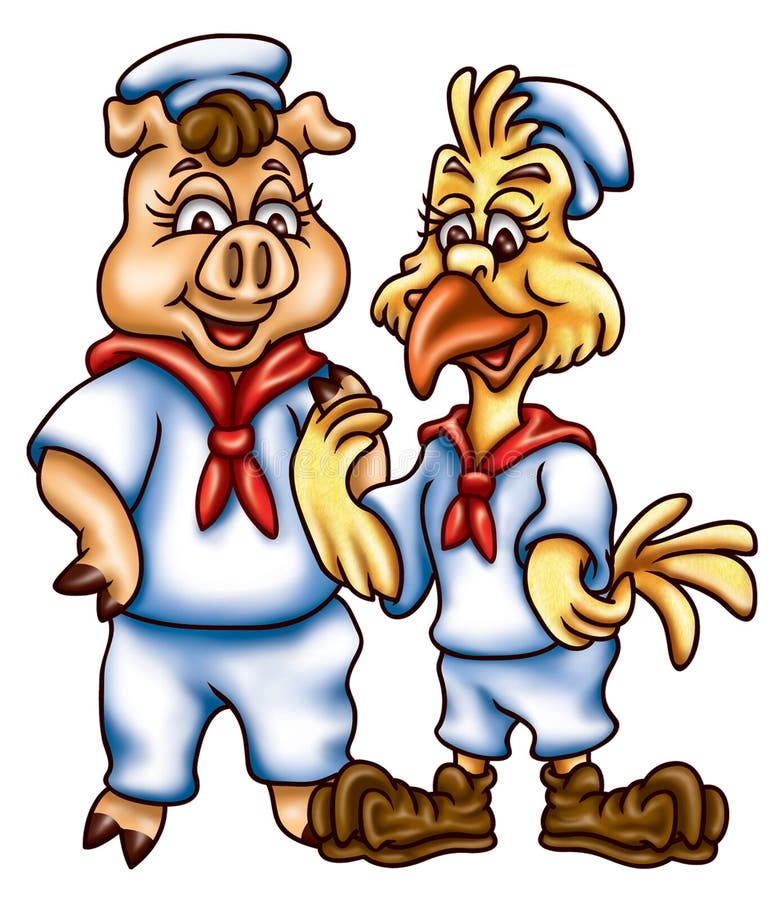 Chicken and pig stock illustration. Illustration of animals - 143323650