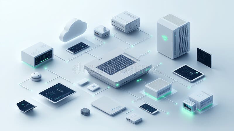 Digital Illustration of Cloud Computing Devices Stock Illustration ...