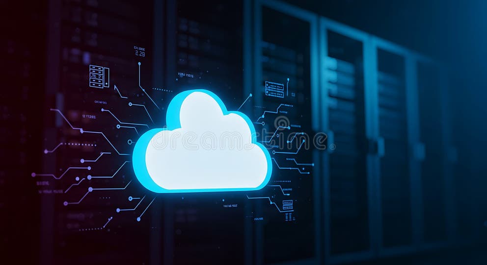 A Digital Illustration of Cloud Computing Technology in a Data Center ...