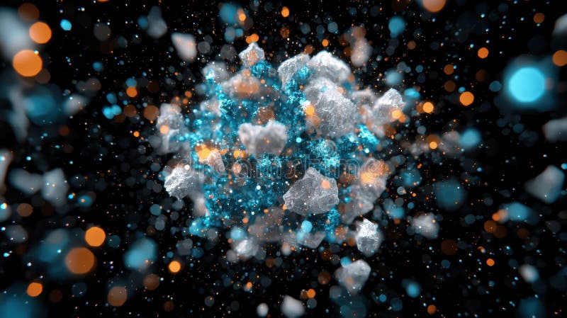 A Digital Illustration of a Cluster of White and Blue Spheres Against a ...
