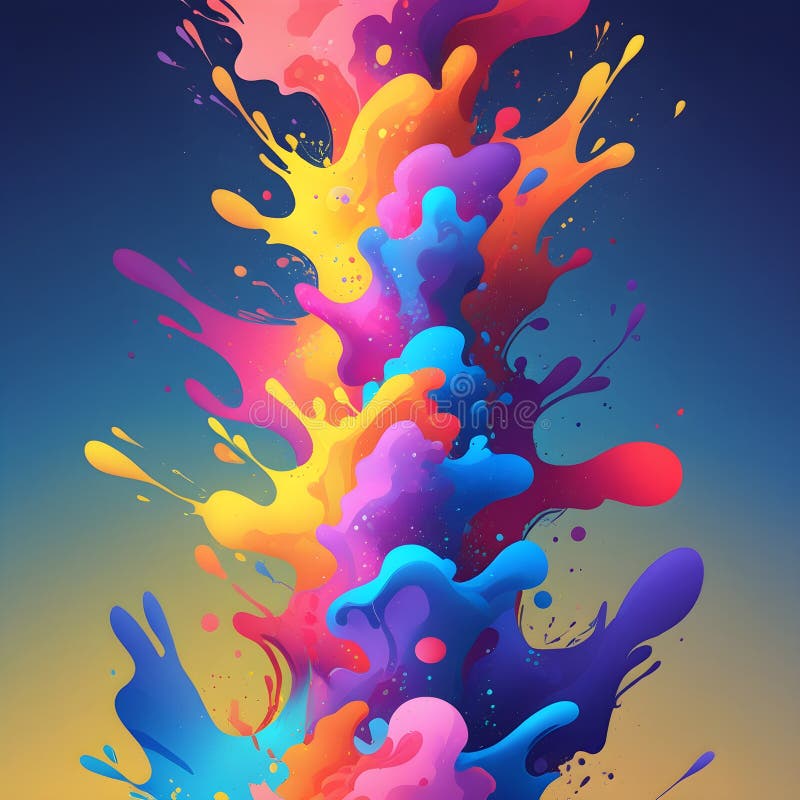 Digital Illustration. Color Rainbow Blot Splash. Abstract Long ...