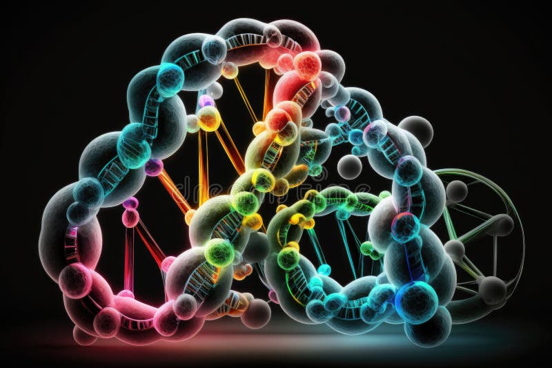 Digital Illustration of the Colored Structure of DNA Glowing Against a ...