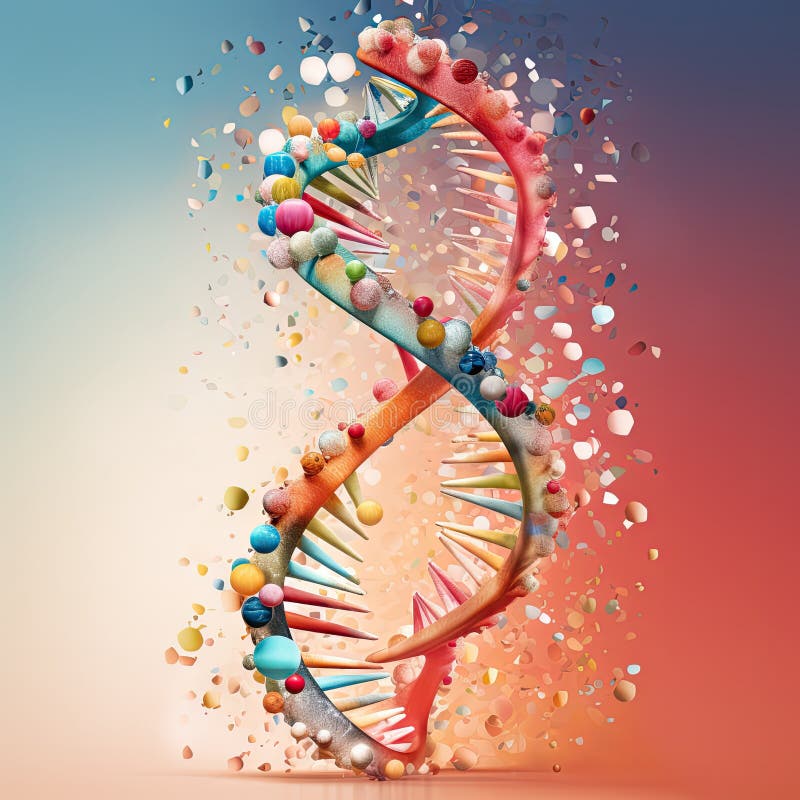 Digital Illustration of a Colorful DNA Structure Stock Illustration ...