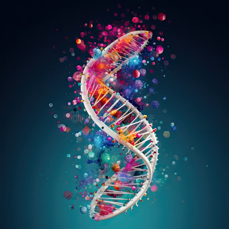 Digital Illustration of a Colorful DNA Structure Stock Illustration ...