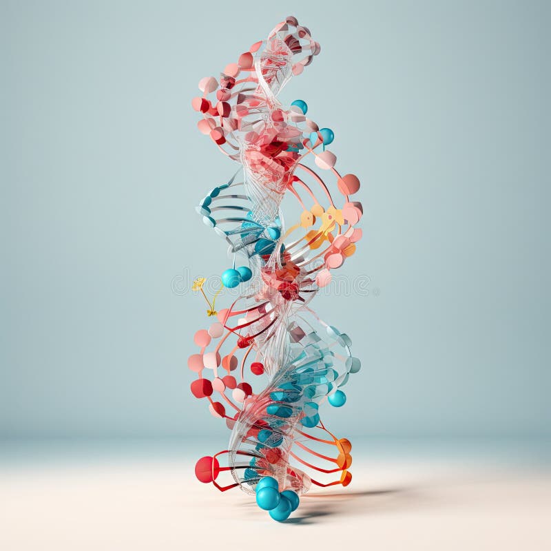 Digital Illustration of a Colorful DNA Structure Stock Illustration ...