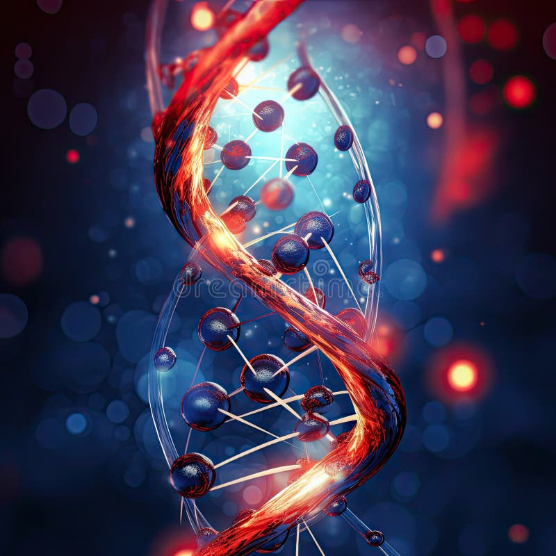 Digital Illustration of a Colorful DNA Structure Stock Illustration ...