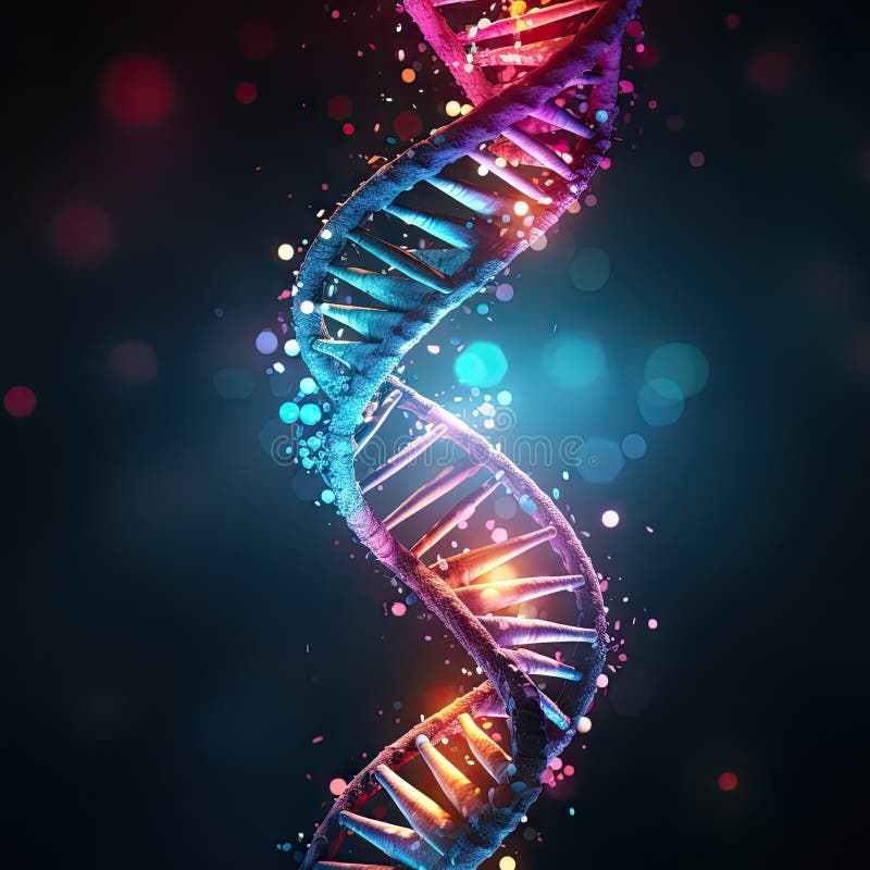 Digital Illustration of a Colorful DNA Structure Stock Illustration ...