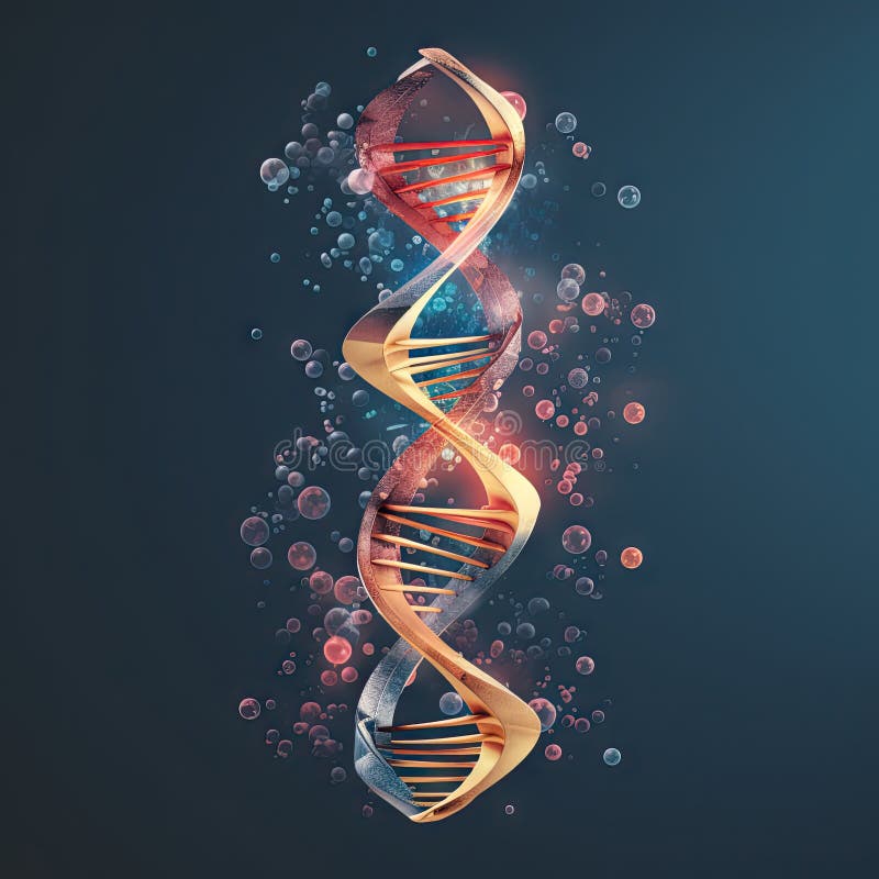 Digital Illustration of a Colorful DNA Structure Stock Illustration ...