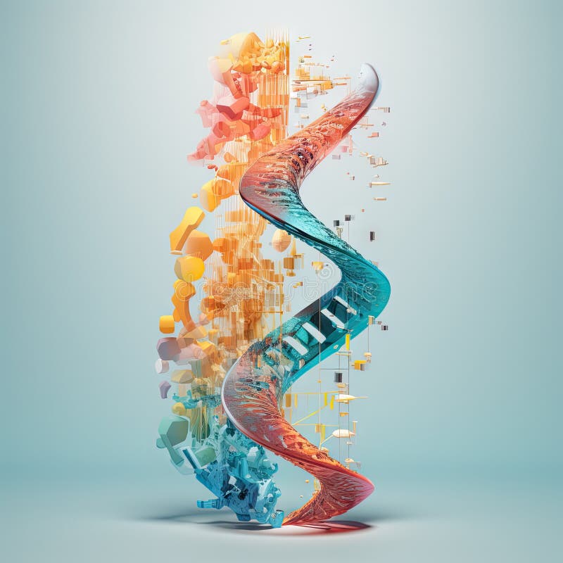 Digital Illustration of a Colorful DNA Structure Stock Illustration ...