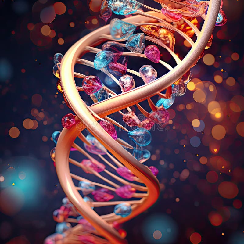 Digital Illustration of a Colorful DNA Structure Stock Illustration ...