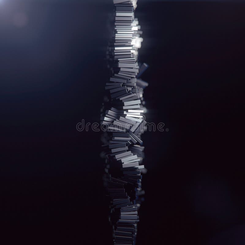 Illustration of a Column of Shiny Metallic Rectangular Elements. 3d ...