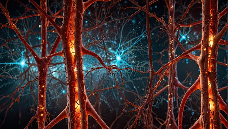 Intricate Network of Neurons Firing in the Brain Stock Illustration ...