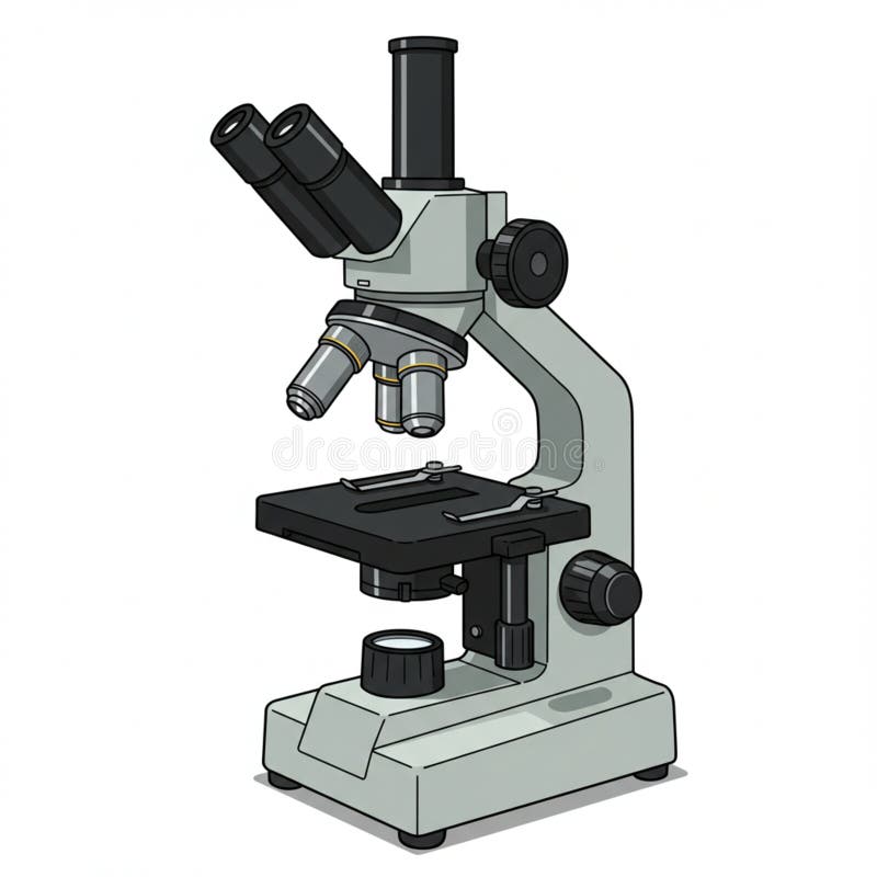 A Digital Illustration of a Compound Microscope. it Features a Sturdy ...