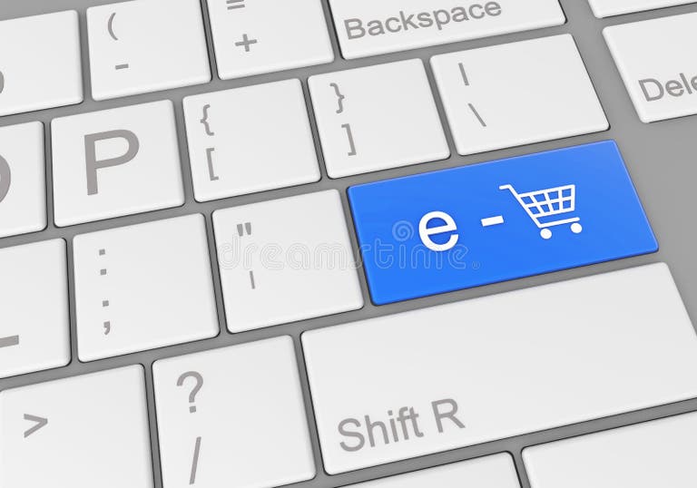 Digital Illustration of a Computer Keyboard with a Button for Online ...