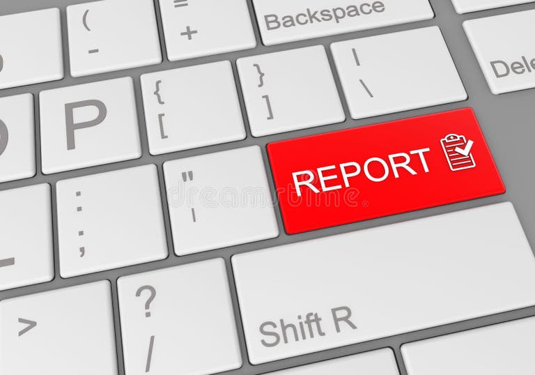 Digital Illustration of a Computer Keyboard with a Red Report Button ...