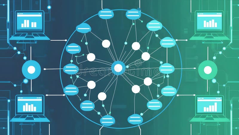 Digital Illustration of Computer Technology Background with Network ...