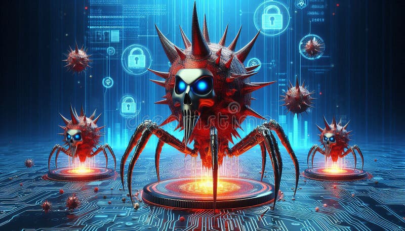 Digital Illustration of a Computer Virus Concept Stock Illustration ...