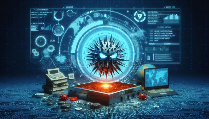 Digital Illustration of Computer Virus Concept Stock Illustration ...