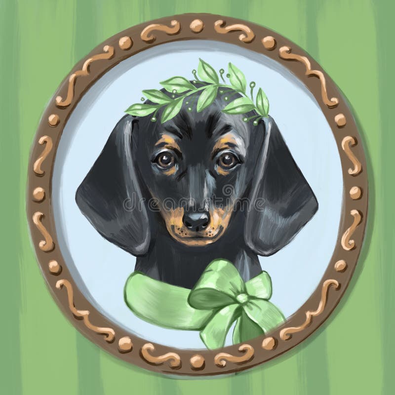 Digital Illustration of Cute Purebred Dachshund Dog. Stock Illustration ...