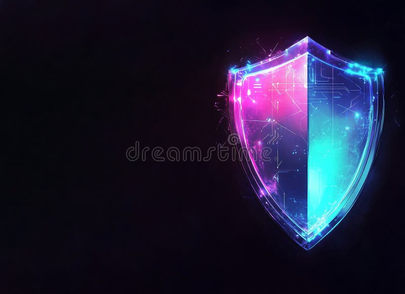 Digital Illustration of Cyber Security Shield with MicroChip Like ...
