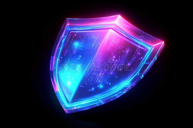 Digital Illustration of Cyber Security Shield with MicroChip Like ...