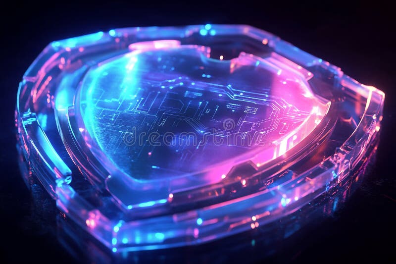 Digital Illustration of Cyber Security Shield with MicroChip Like ...