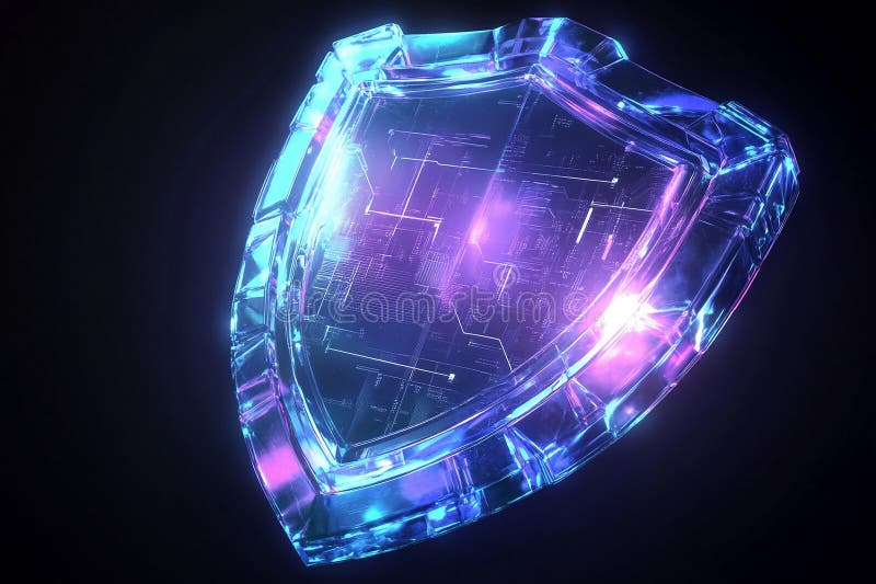 Digital Illustration of Cyber Security Shield with MicroChip Like ...