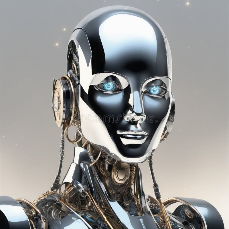 Digital Illustration of Cyborg Robot in Background Digital Illustration ...