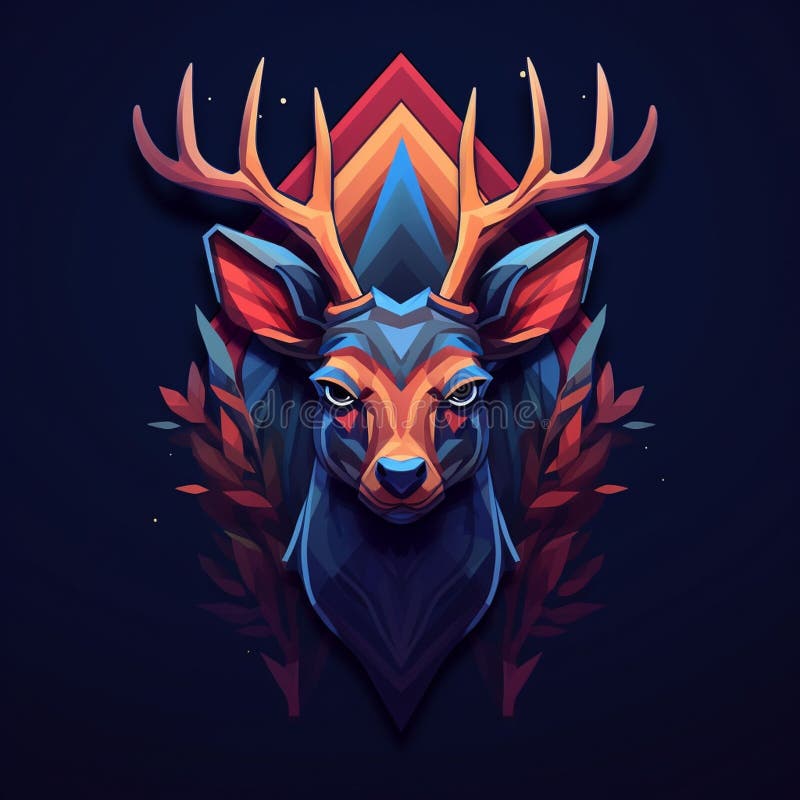 Digital Illustration 2D Deer Logo Stock Illustration - Illustration of ...