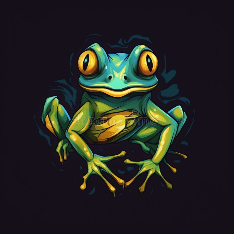 Digital Illustration 2D Frog Logo Stock Illustration - Illustration of ...