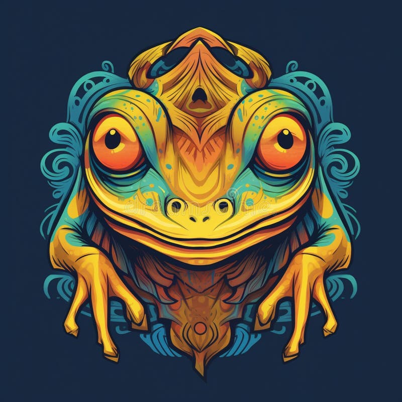 Digital Illustration 2D Frog Logo Stock Illustration - Illustration of ...