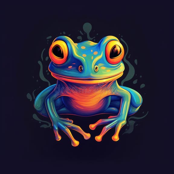 Digital Illustration 2D Frog Logo Stock Illustration - Illustration of ...
