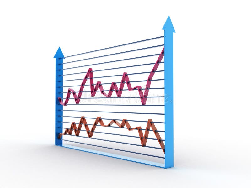3d Rendered Business Graph and Chart on a White Background Stock ...