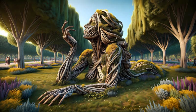 Digital Illustration of a 3D Sculpture Made from Roots - AI Generated ...
