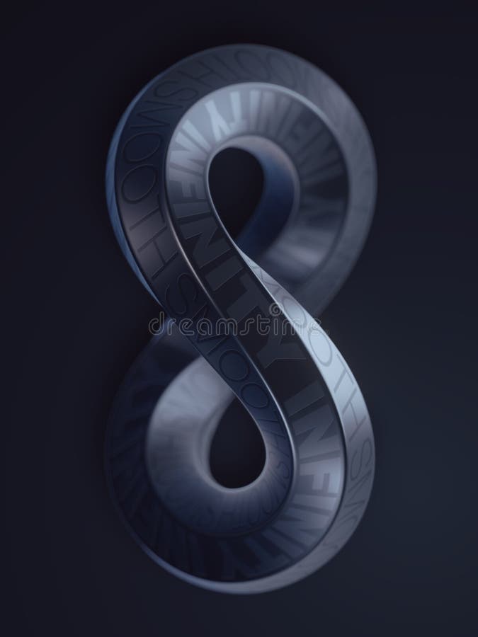 Digital Illustration of a Dark Metallic Mobius Strip. Infinity Symbol ...
