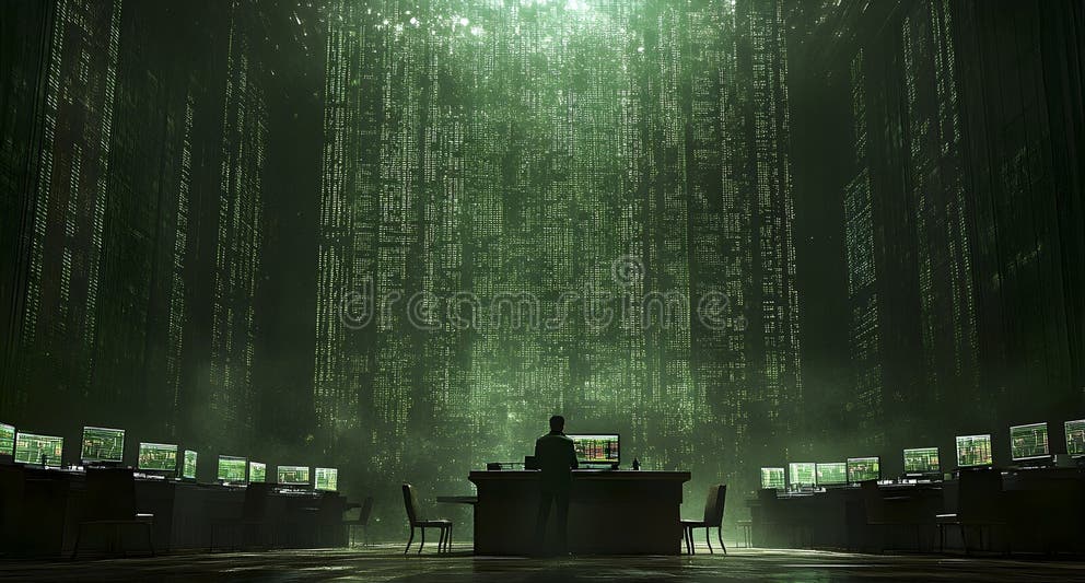 Futuristic Data Center Network – Digital Illustration of Modern Server ...