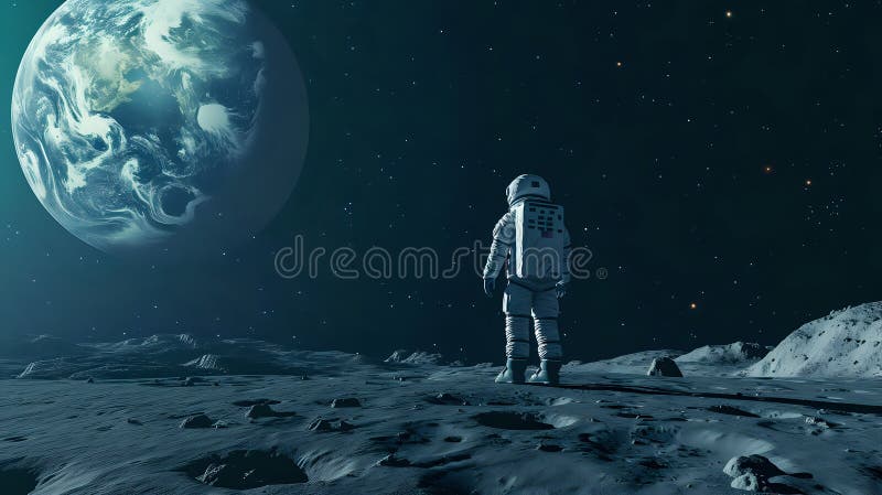 Cosmic Isolation on the Moon./n Stock Illustration - Illustration of ...