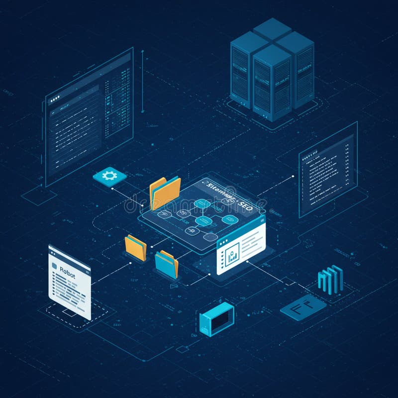 A Digital Illustration Depicting Data Management Concepts. Central ...