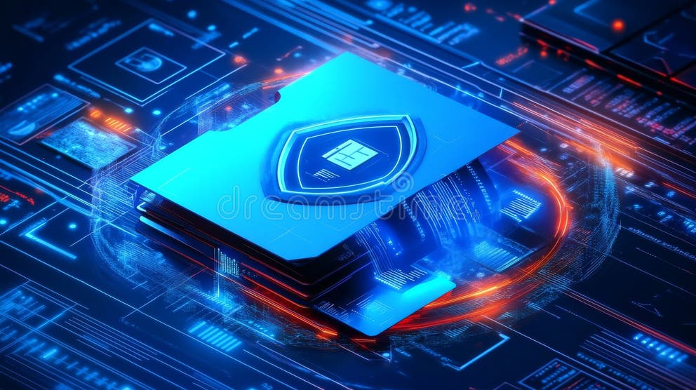 A Digital Illustration Depicting a Folder, Documents, and a Shield that ...