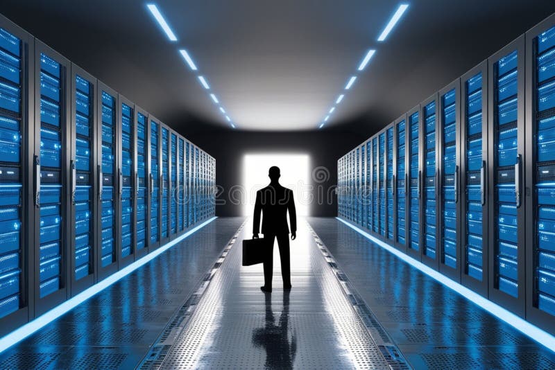 Digital Illustration Depicting a Futuristic Data Centre. the Layout ...