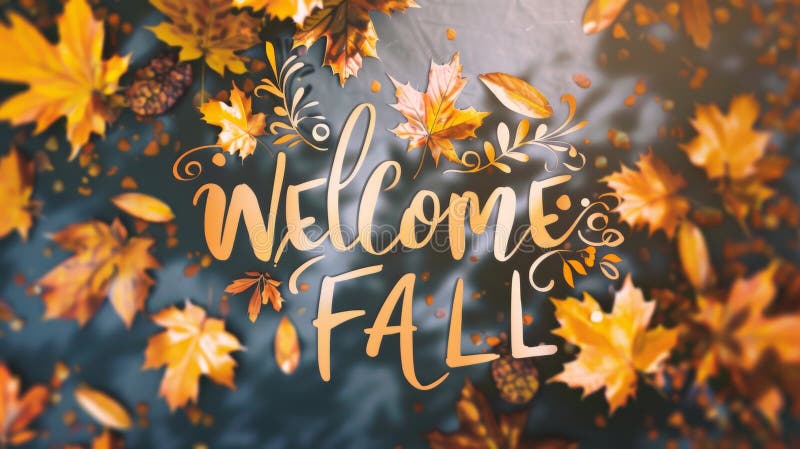 A Digital Illustration Depicting Golden Leaves Falling Against a Dark ...