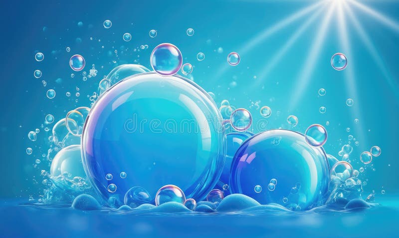 A Digital Illustration Depicting Large, Iridescent Bubbles Floating on ...
