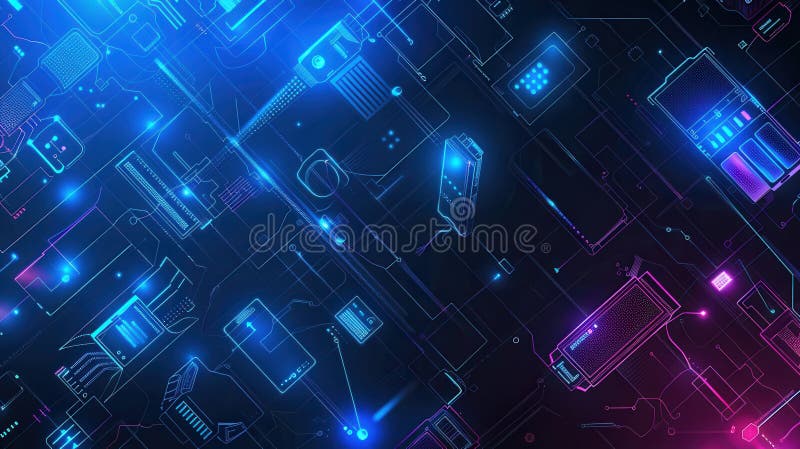A Digital Illustration Depicting Network Devices Interconnected with ...
