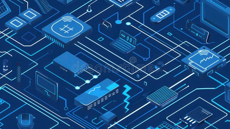 A Digital Illustration Depicting a Network of Interconnected Devices ...